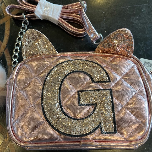 Justice | Accessories | Justice Girls Kitty Purse Pink Glitter Initial ...